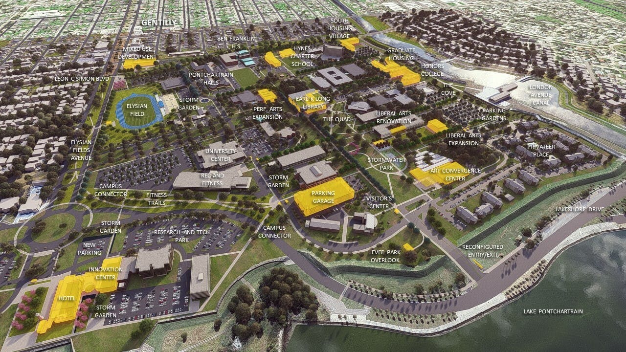 University of New Orleans Master Plan | Trapolin-Peer Architects